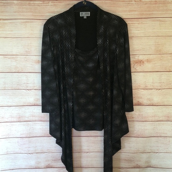 JM Collection | Tops | Jm Collection Black Silver Metallic Two Piece ...